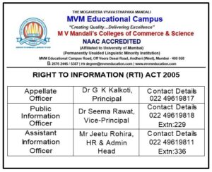 RTI – M V Mandali's Colleges of Commerce & Science
